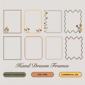 Handdrawn Border Svg, Colorful Flower Frames Svg, Pastel Borders, Wavy ...