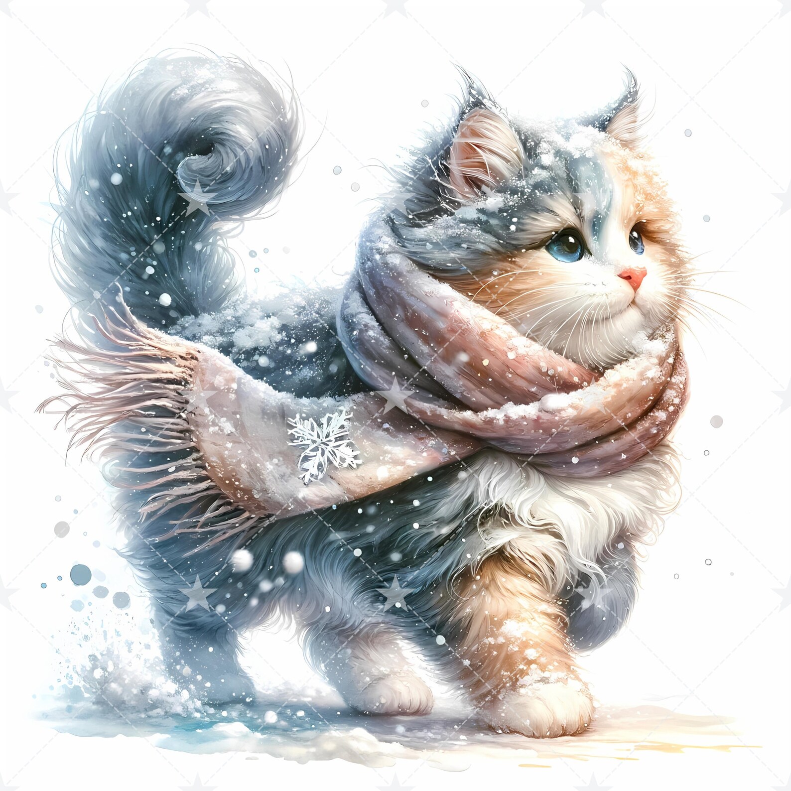 Watercolor Winter Cat Clipart, Cute Snowy Animals (digital Download) - Etsy