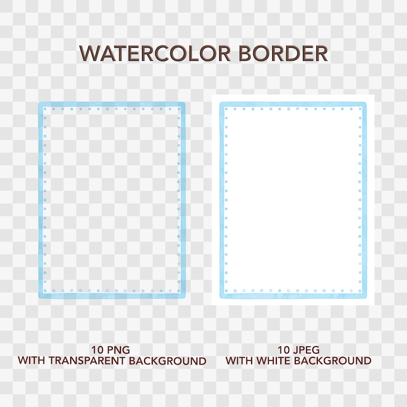 Watercolor Pastel Border Clipart: Hand-drawn Frames (PNG, JPEG), Polka ...