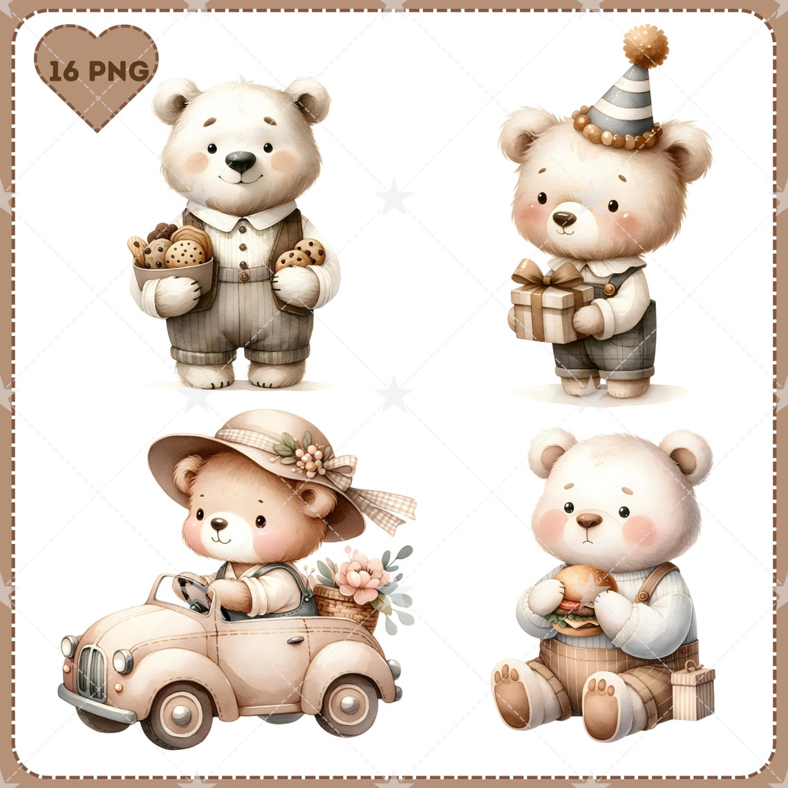 Watercolor Cute Bear Clipart, Bear PNG, Bear Clipart, Cute Animal, Bear ...