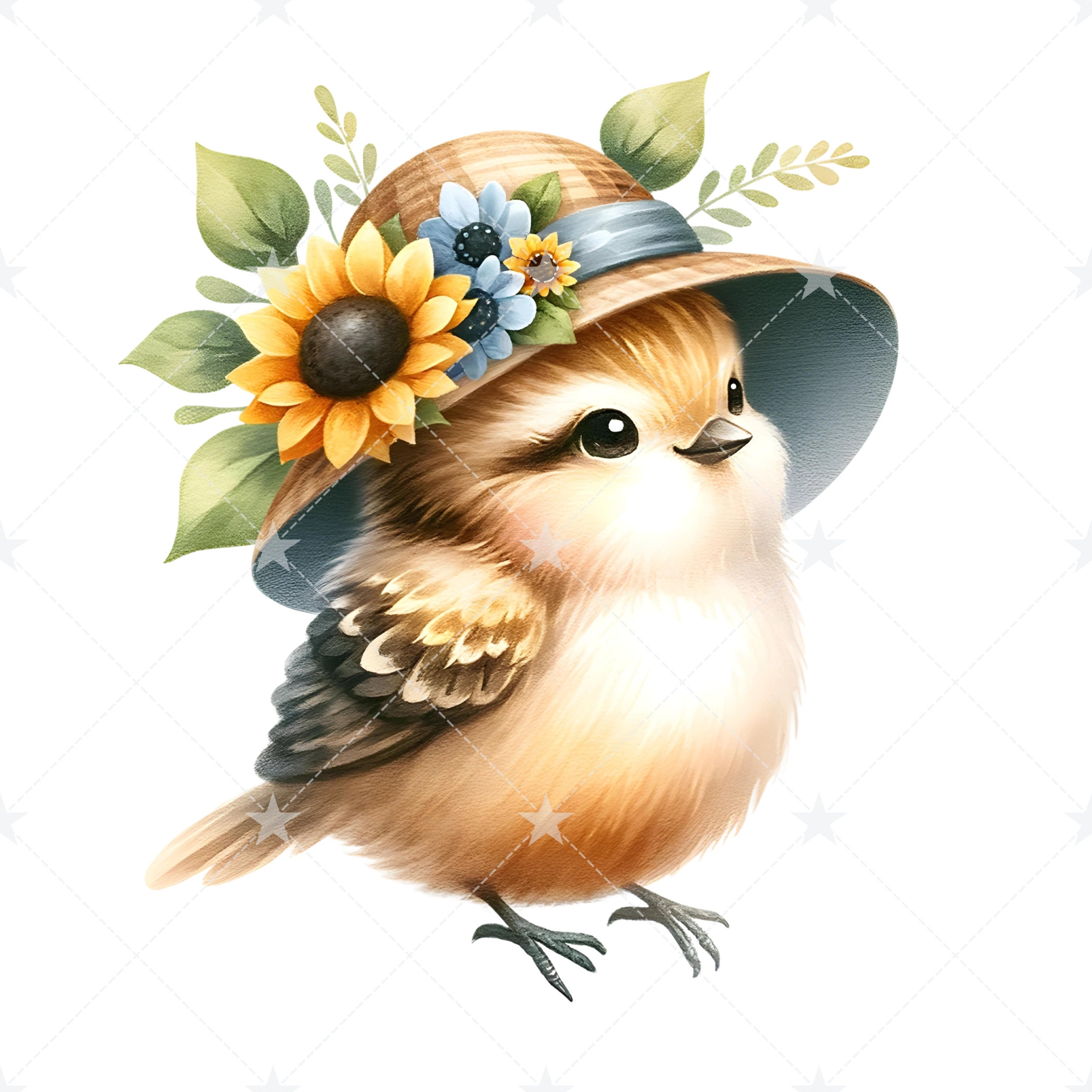 Watercolor Bird With Sunflowers Hat PNG Clipart, Bird and Flower ...