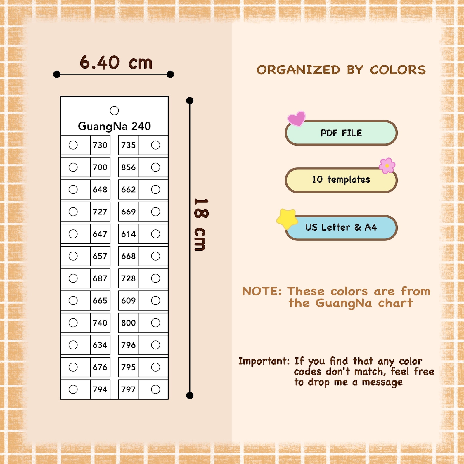 Guangna 240 Colors Acrylic Brush Marker Swatch Card Template ...