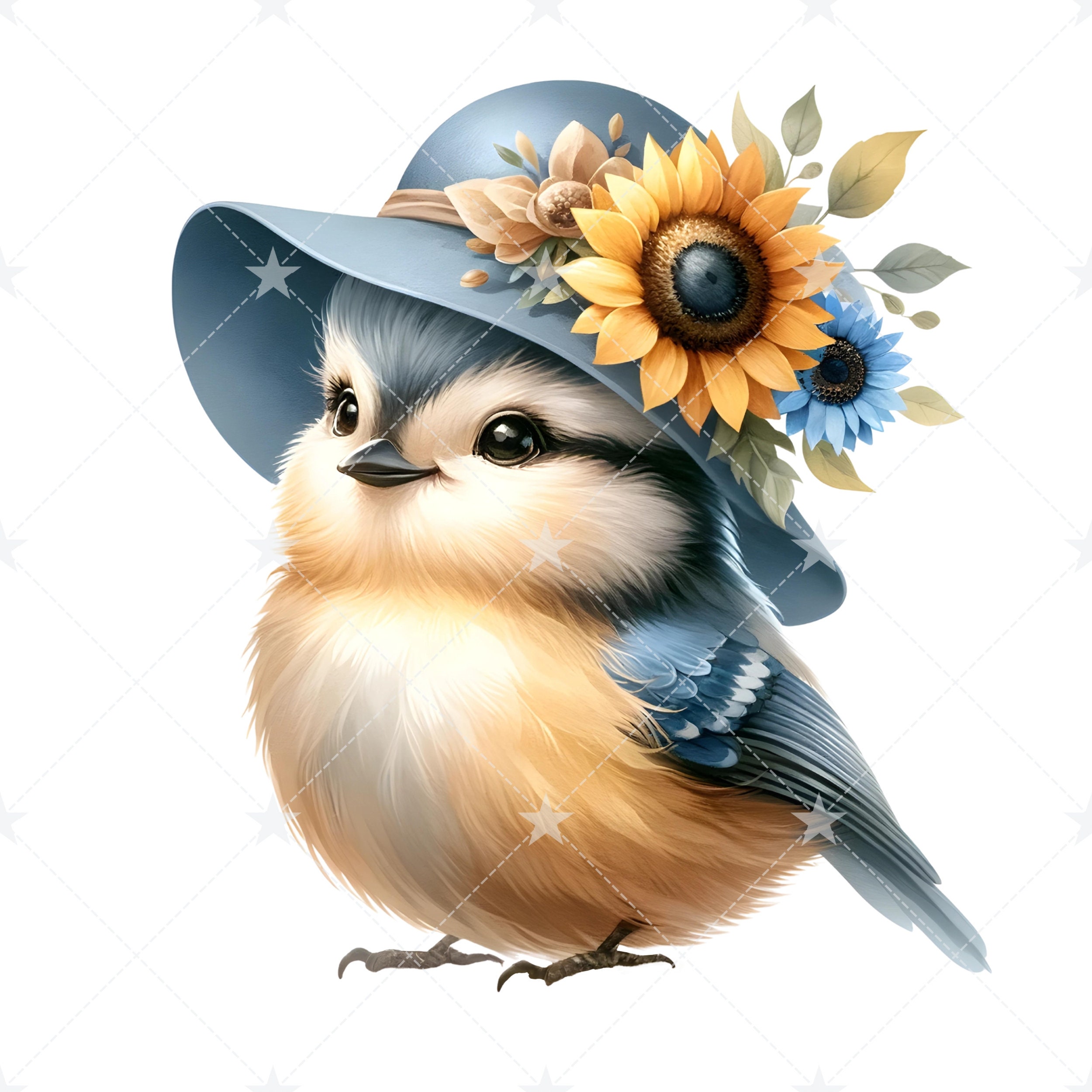 Watercolor Bird With Sunflowers Hat PNG Clipart, Bird and Flower ...