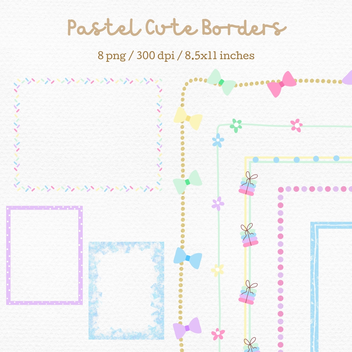 Pastel Watercolor Borders, Cute Clipart Frames (digital Download) - Etsy