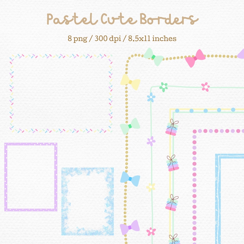 Pastel Cute Borders Frame, Watercolor Border, Colorful Doodle Border ...