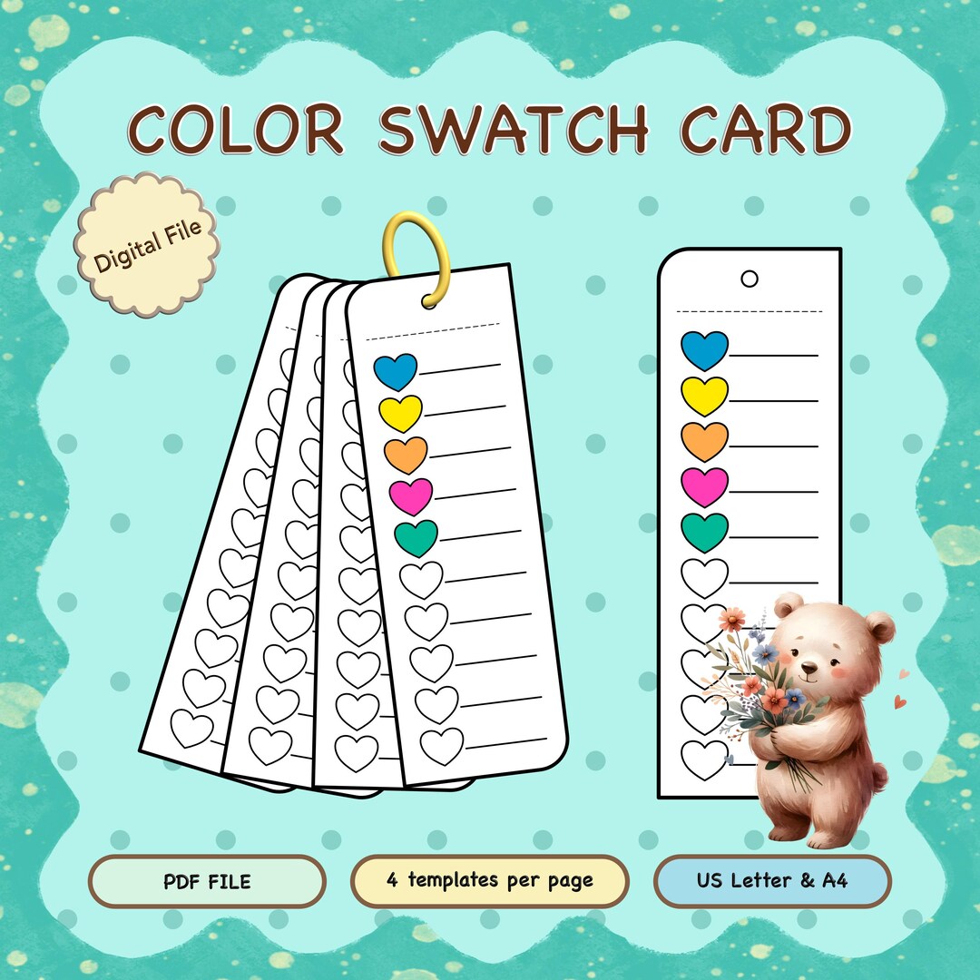 Color Swatch Template, Printable Color Swatch Card, Blank Color Swatch ...