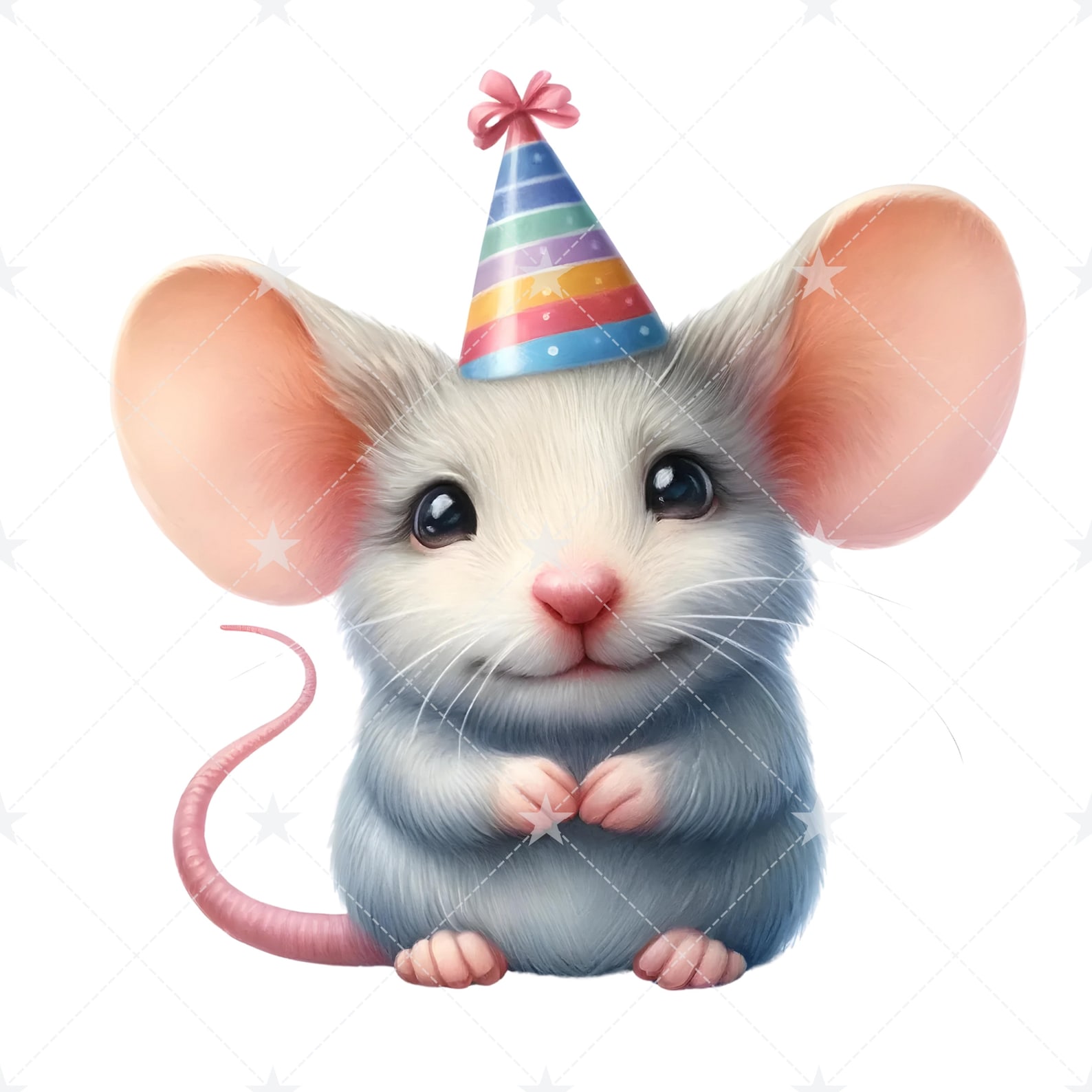 Watercolor Mouse Clipart: Happy Birthday Party Hat (digital Download ...