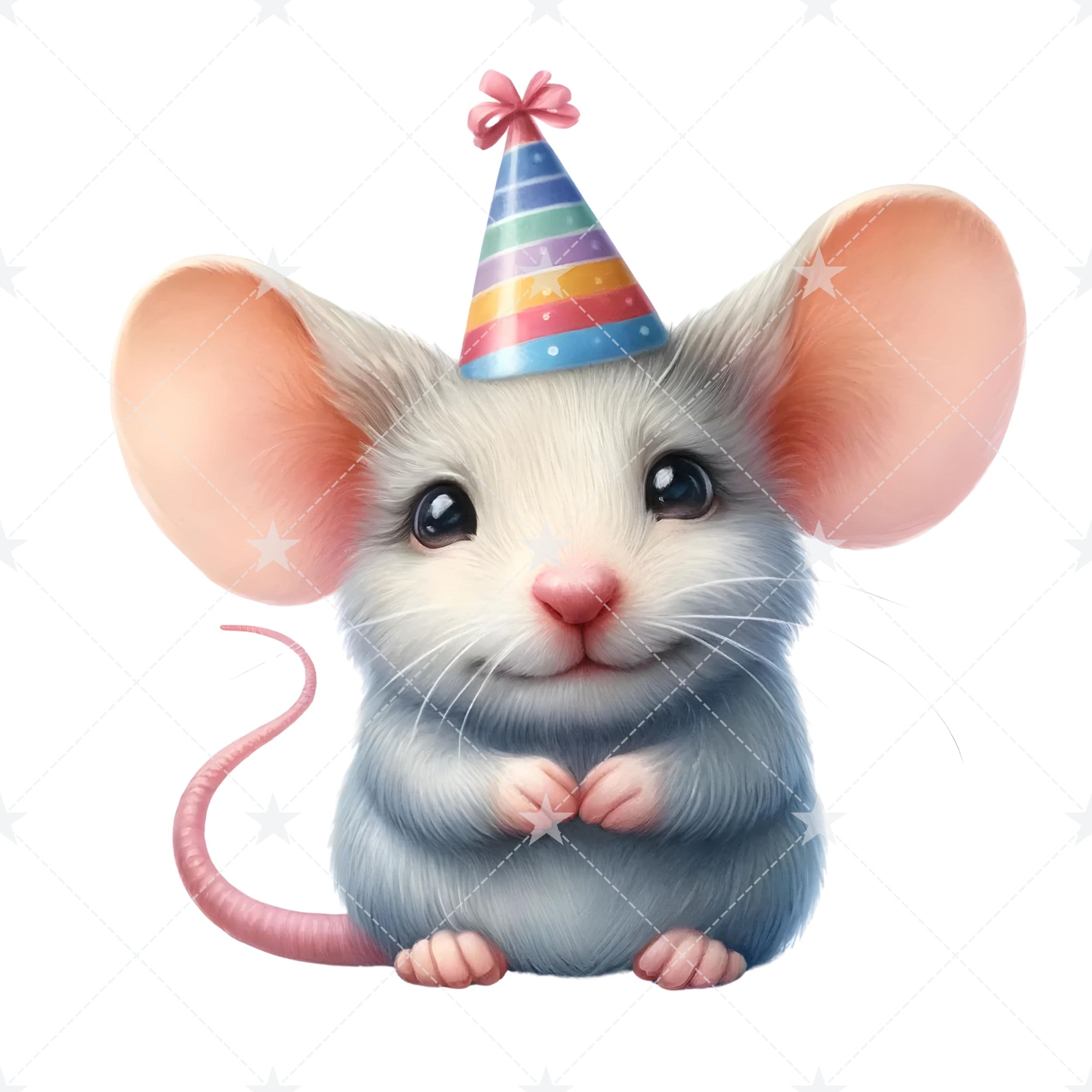 Happy Mouse Party Hat PNG Clipart, Watercolor Cute Mouse, Colorful ...