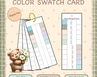 Color Swatch Card, Printable Blank Color Swatch Template, Marker Color ...