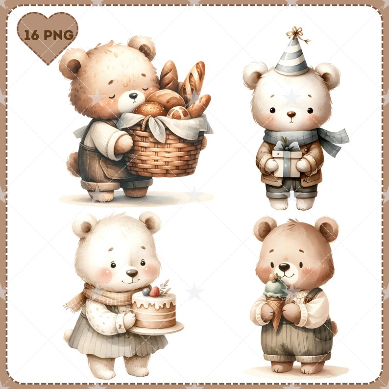 Watercolor Cute Bear Clipart, Bear PNG, Bear Clipart, Cute Animal, Bear ...