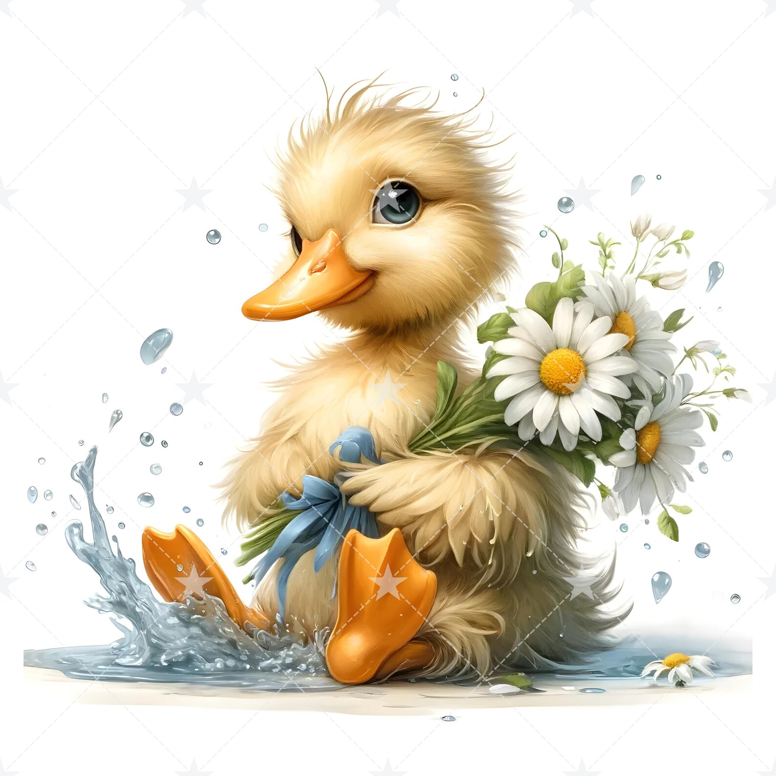 Watercolor Duck Clipart, Cute Duck With Flower, Funny Duck in Water ...