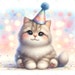 Happy Cat Party Hat Clipart, Watercolor Cute Cat , Pastel Party, Happy ...