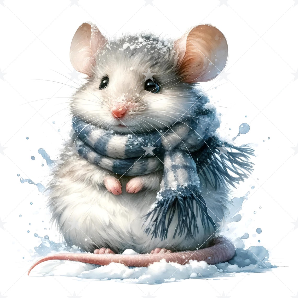 Watercolor Winter Mouse Clipart, Cute Mouse With Scarf, Christmas Mouse ...