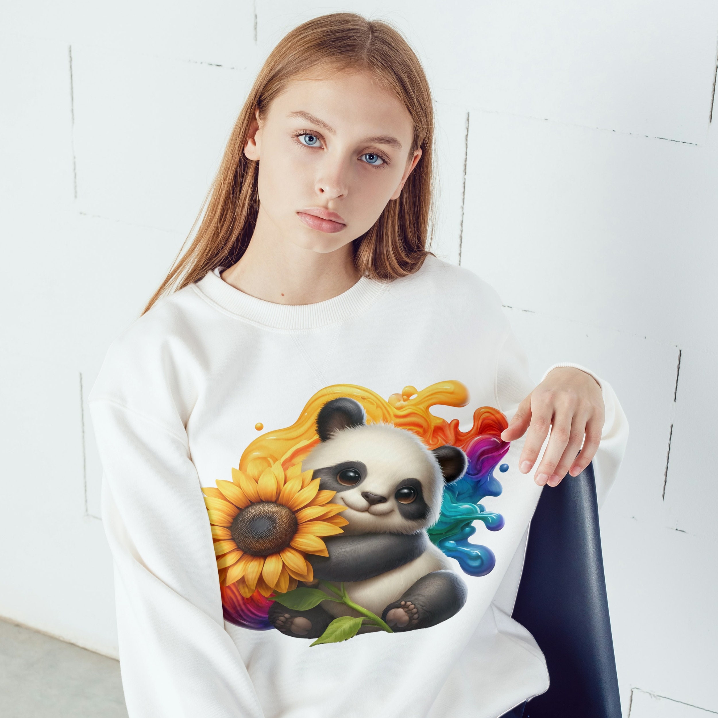 Watercolor Cute Panda With Sunflower PNG Clipart, Panda Bear and Floral ...