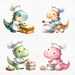 Watercolor Chef Dinosaur Clipart, Dinosaur Cooking, Cute Dinosaur ...