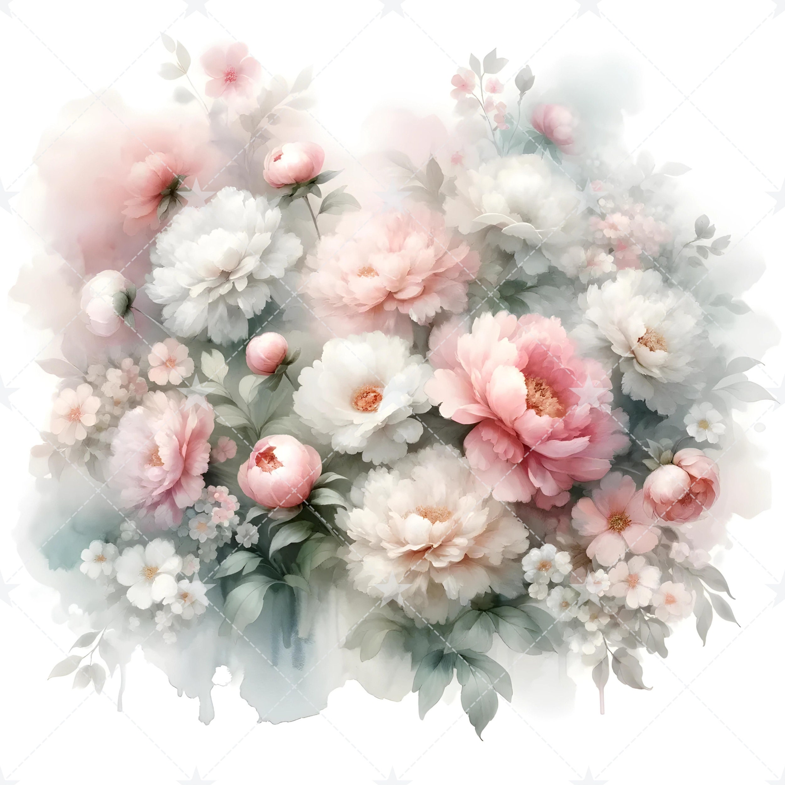 Watercolor Pastel Peony Flowers Clipart, Abstract Peony Jpgs, Pink and ...
