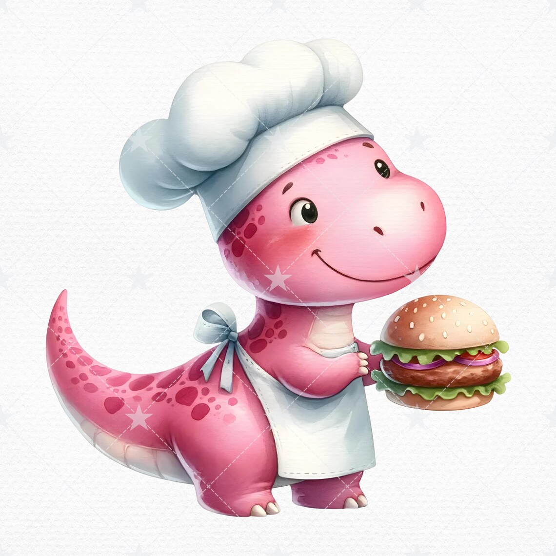 Watercolor Chef Dinosaur Clipart, Dinosaur Cooking, Cute Dinosaur ...