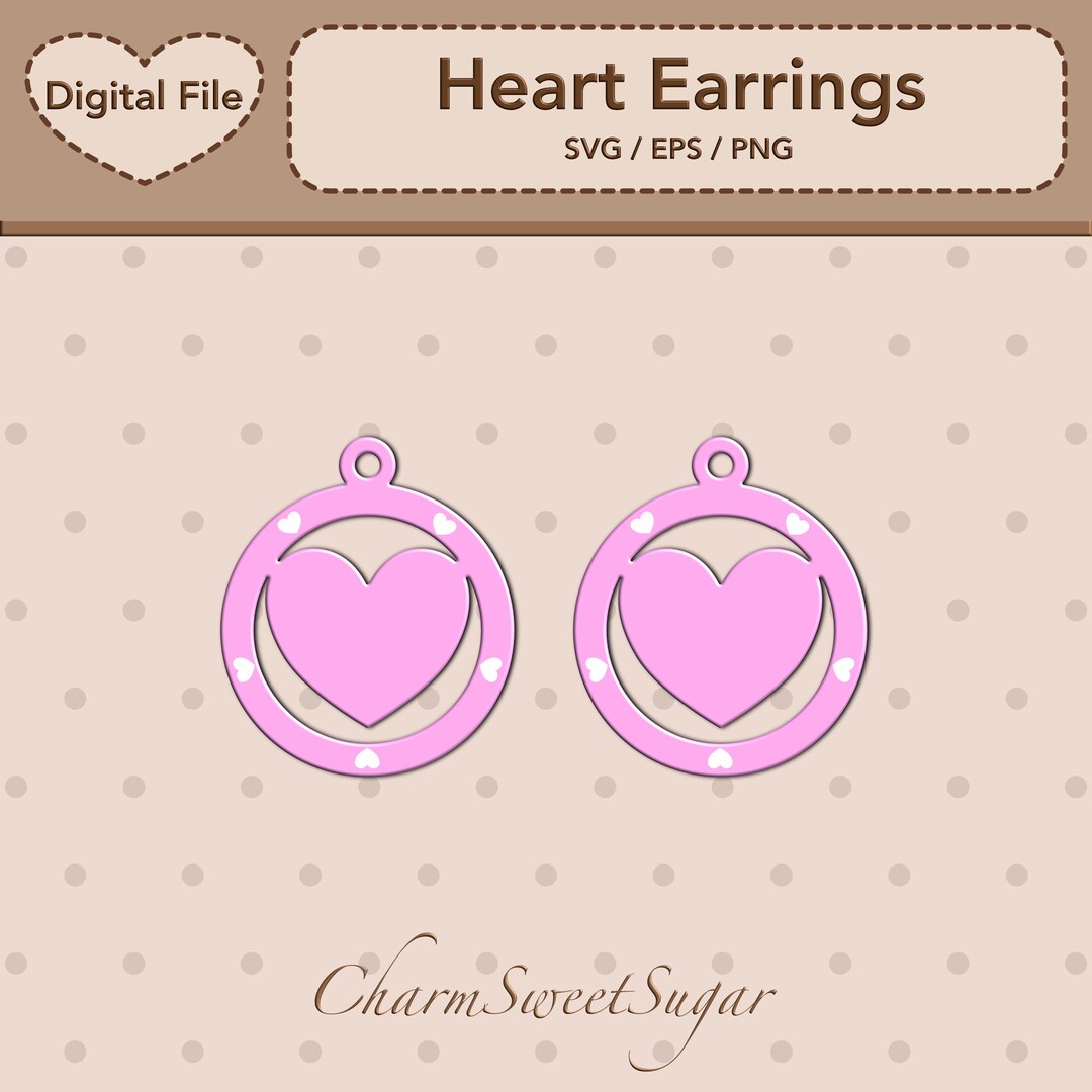 Heart Earrings SVG, Circle Earrings SVG, Valentine Earrings SVG ...
