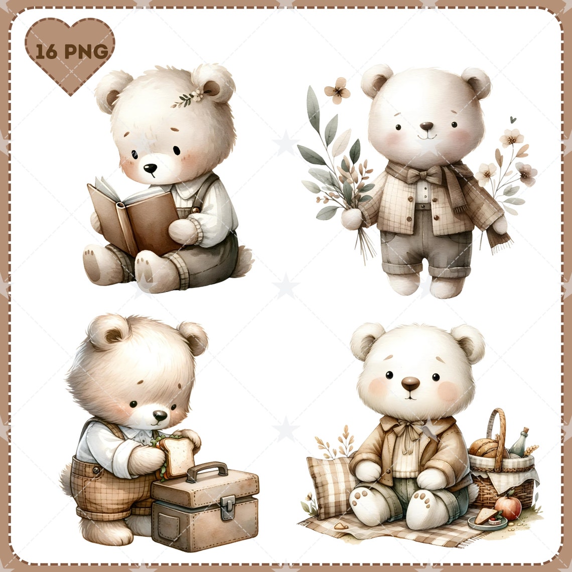 Watercolor Cute Bear Clipart, Bear PNG, Bear Clipart, Cute Animal, Bear ...
