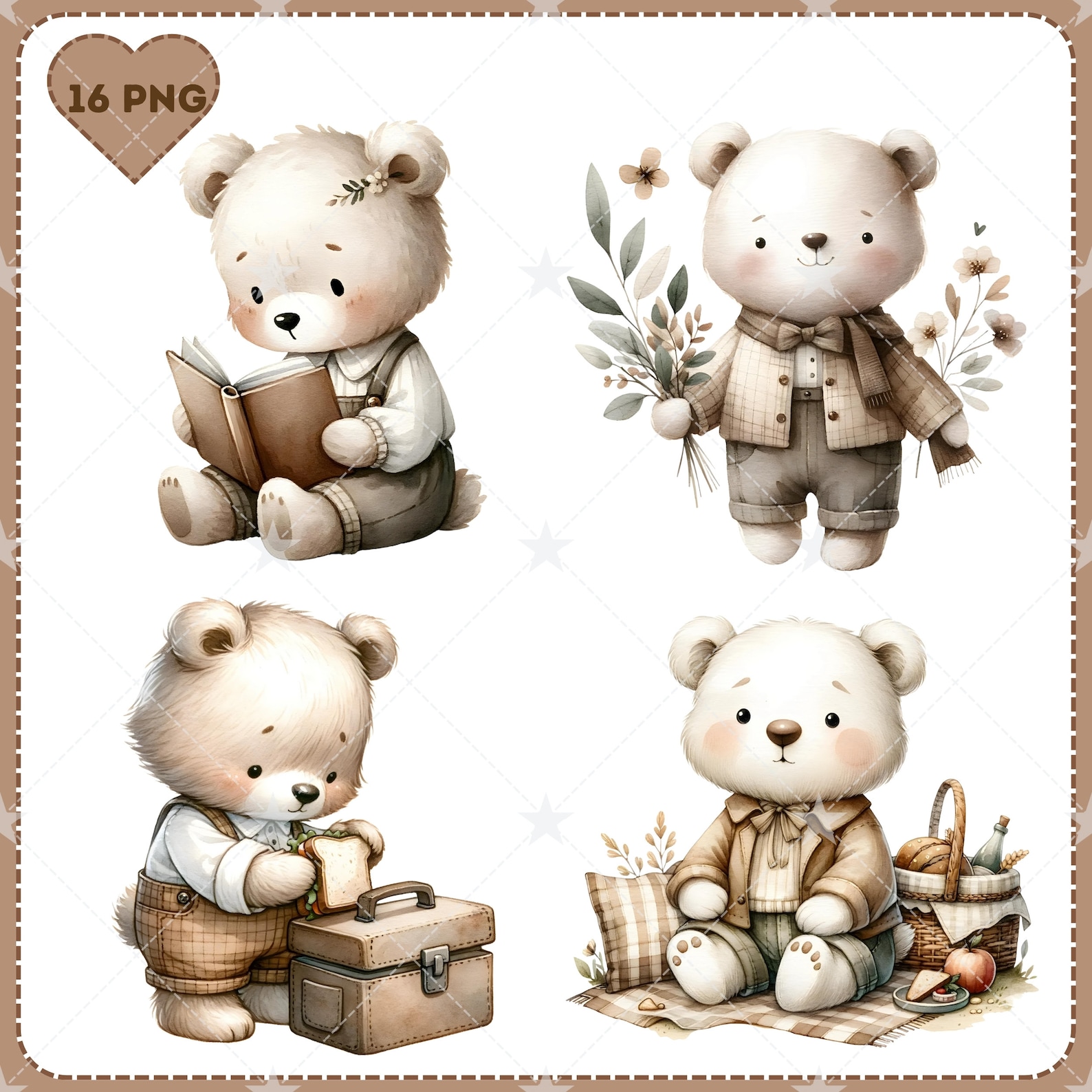 Watercolor Cute Bear Clipart, Bear PNG, Bear Clipart, Cute Animal, Bear ...
