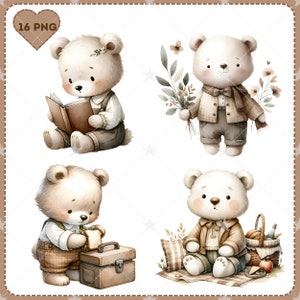 Watercolor Cute Bear Clipart, Bear PNG, Bear Clipart, Cute Animal, Bear ...