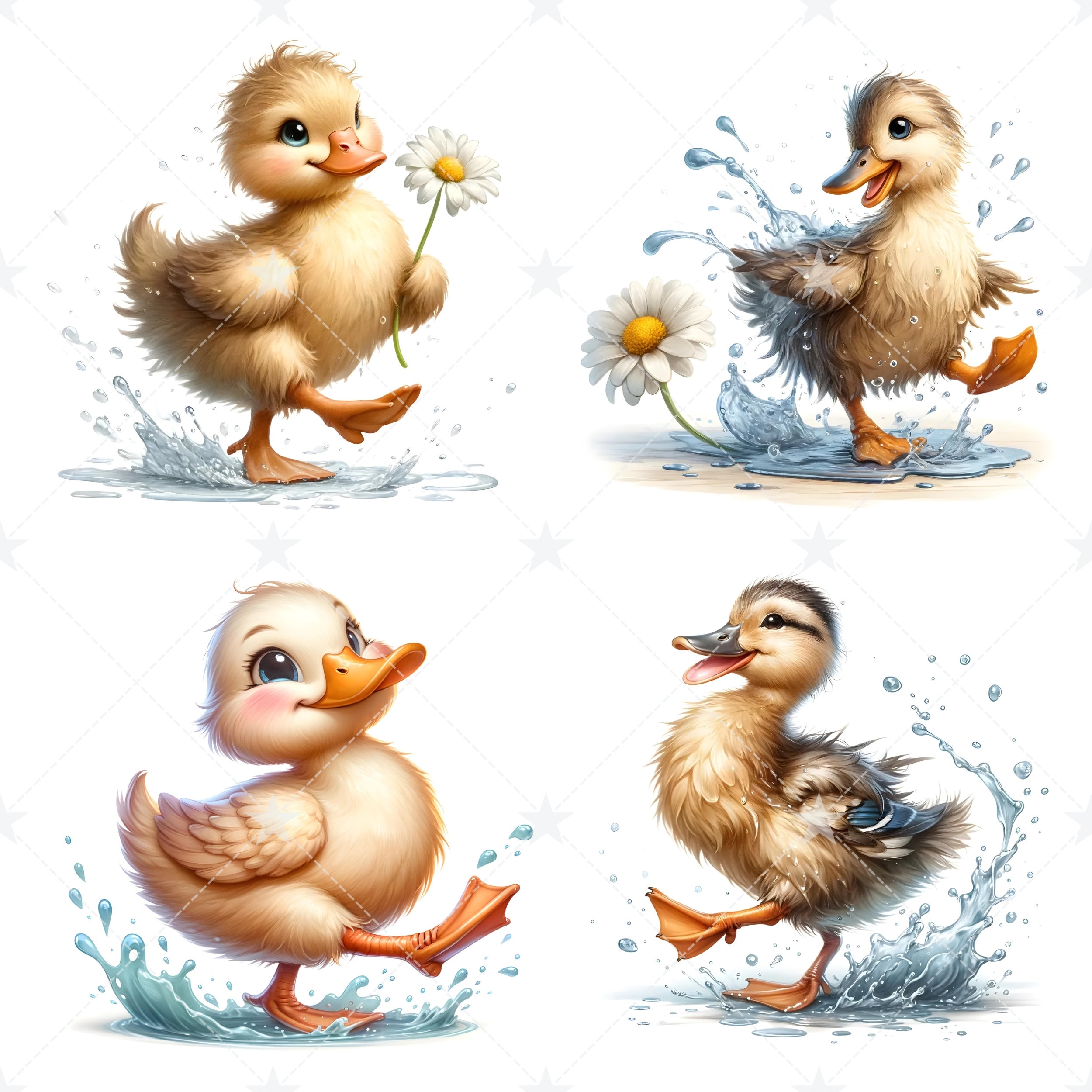Watercolor Duck Clipart, Cute Duck With Flower, Funny Duck in Water ...