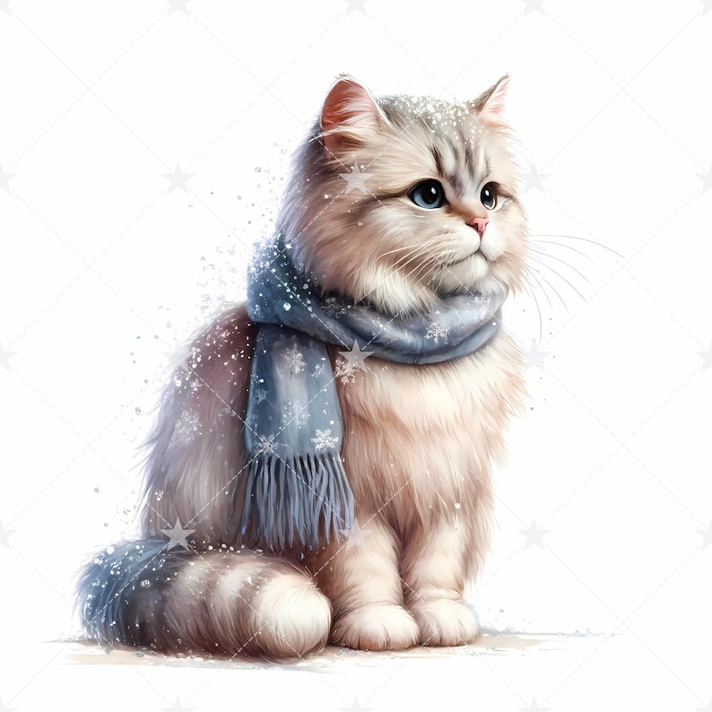 Watercolor Winter Cat Clipart, Cute Snowy Animals (digital Download) - Etsy