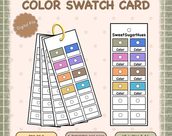 Blank Marker Swatch Cards Printable: DIY Color Chart Keyring (PDF ...