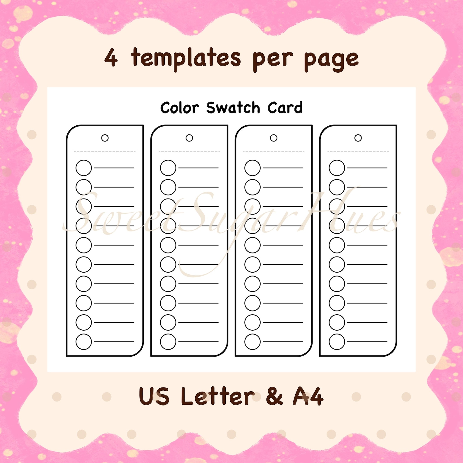Color Swatch Template, Printable Color Swatch Card, Blank Color Swatch ...