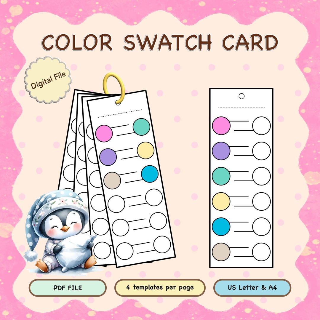 Color Swatch Card, Printable Blank Color Swatch Template, Marker Color ...