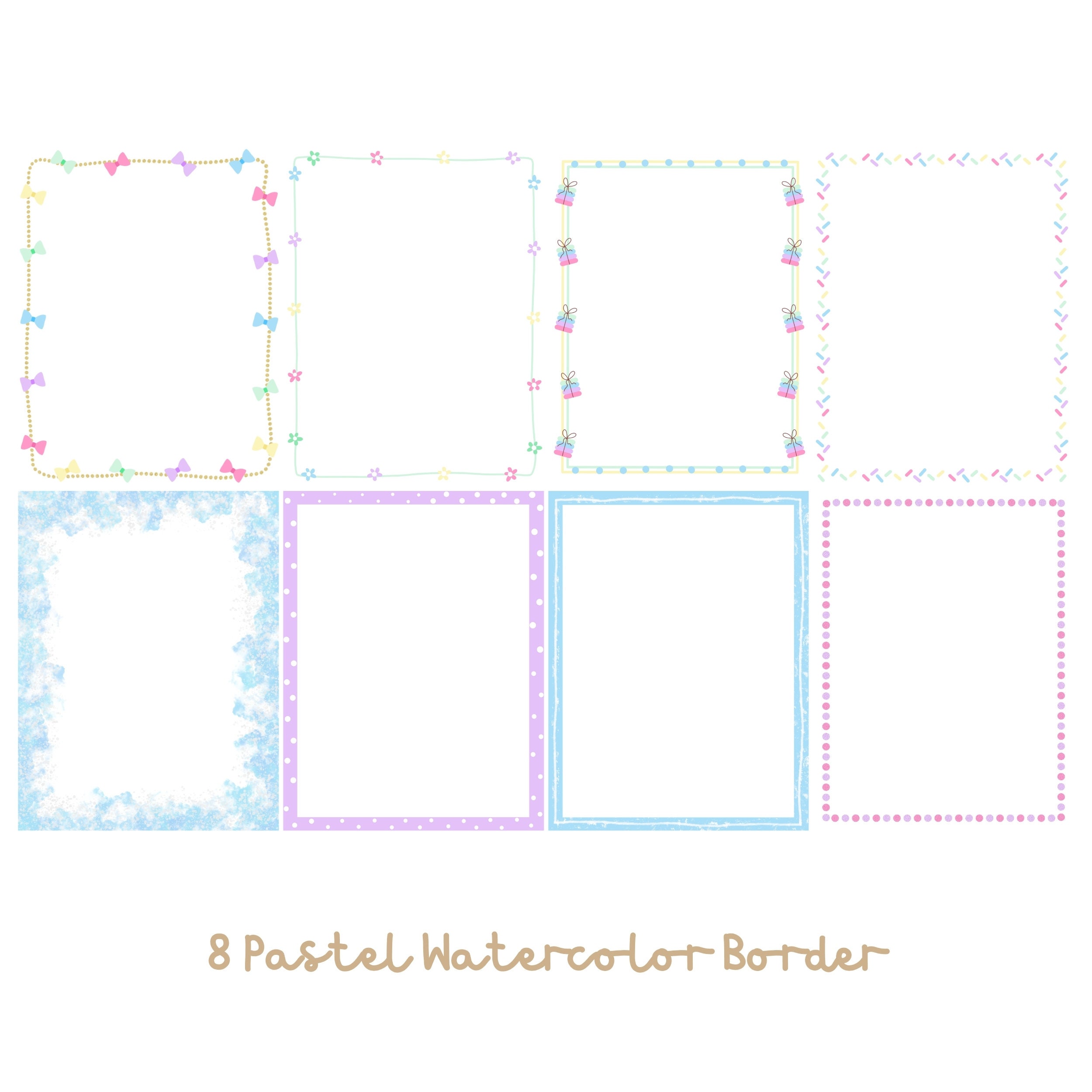 Pastel Watercolor Borders, Cute Clipart Frames (digital Download) - Etsy