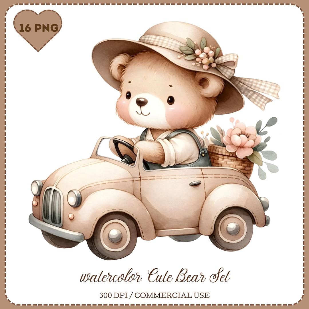 Watercolor Cute Bear Clipart, Bear PNG, Bear Clipart, Cute Animal, Bear ...