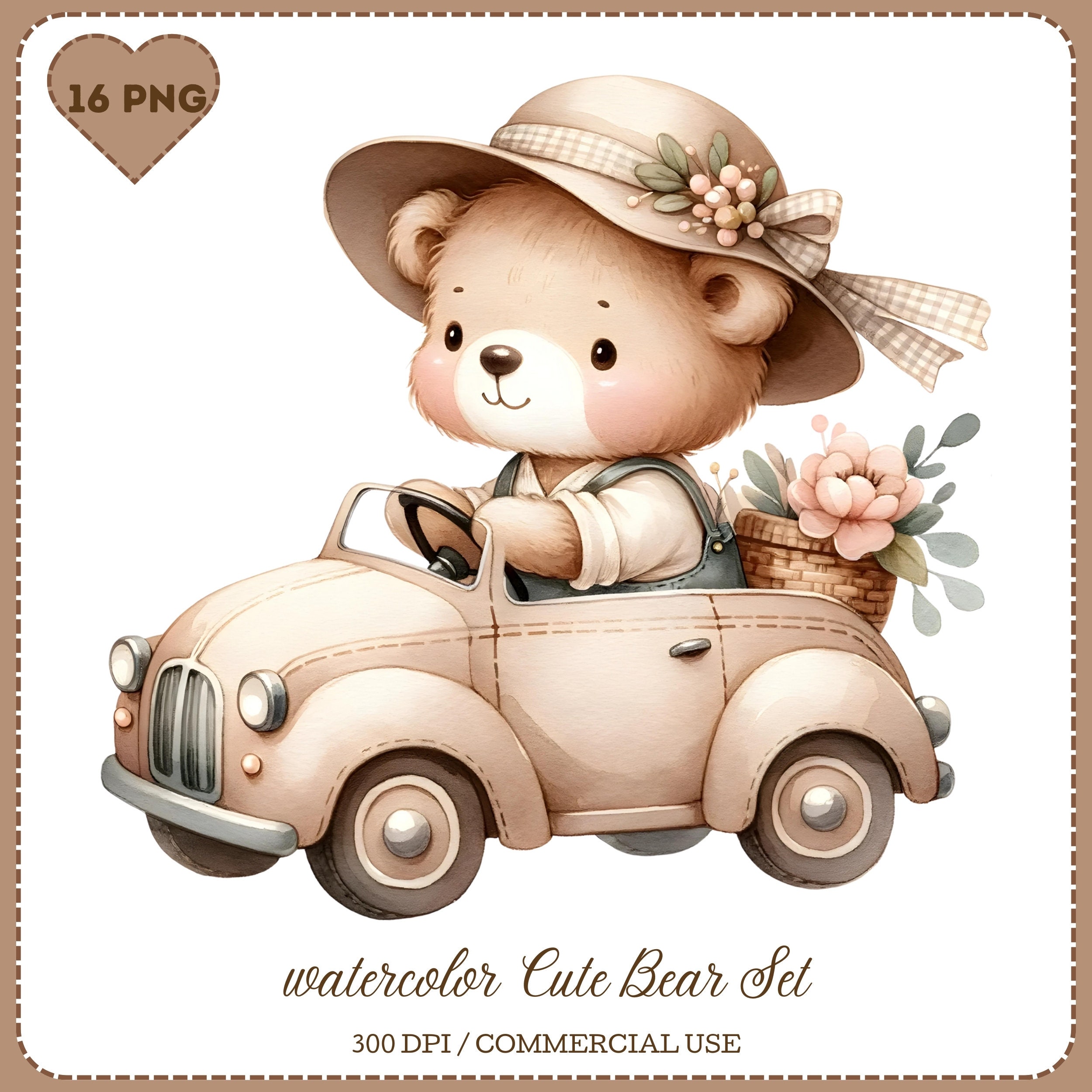 Watercolor Cute Bear Clipart, Bear PNG, Bear Clipart, Cute Animal, Bear ...