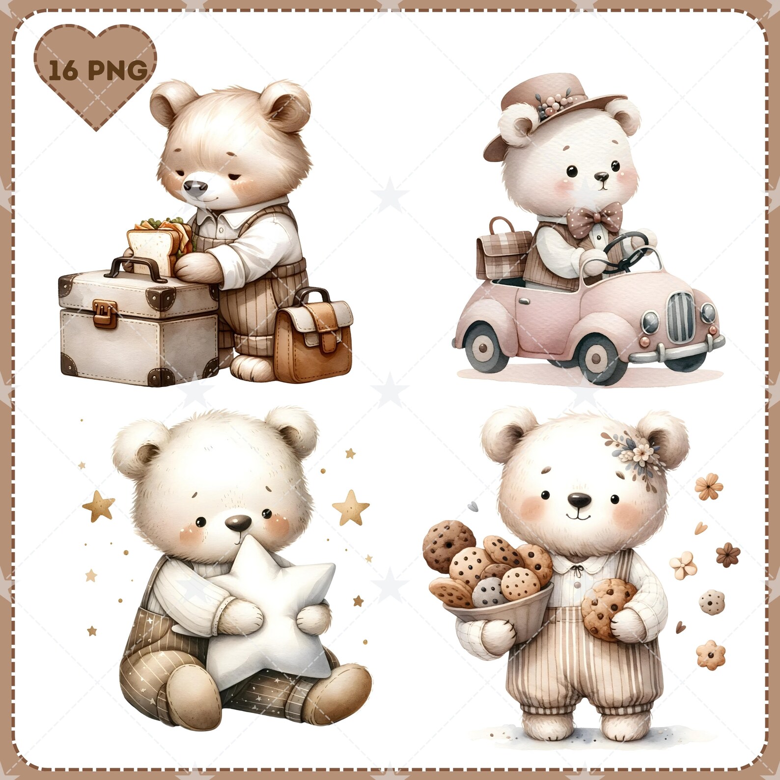 Watercolor Cute Bear Clipart, Bear PNG, Bear Clipart, Cute Animal, Bear ...