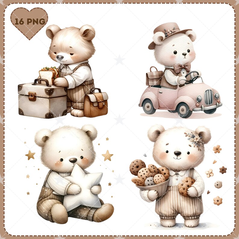 Watercolor Cute Bear Clipart, Bear PNG, Bear Clipart, Cute Animal, Bear ...