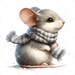 Watercolor Winter Mouse Clipart, Cute Mouse With Scarf, Christmas Mouse ...