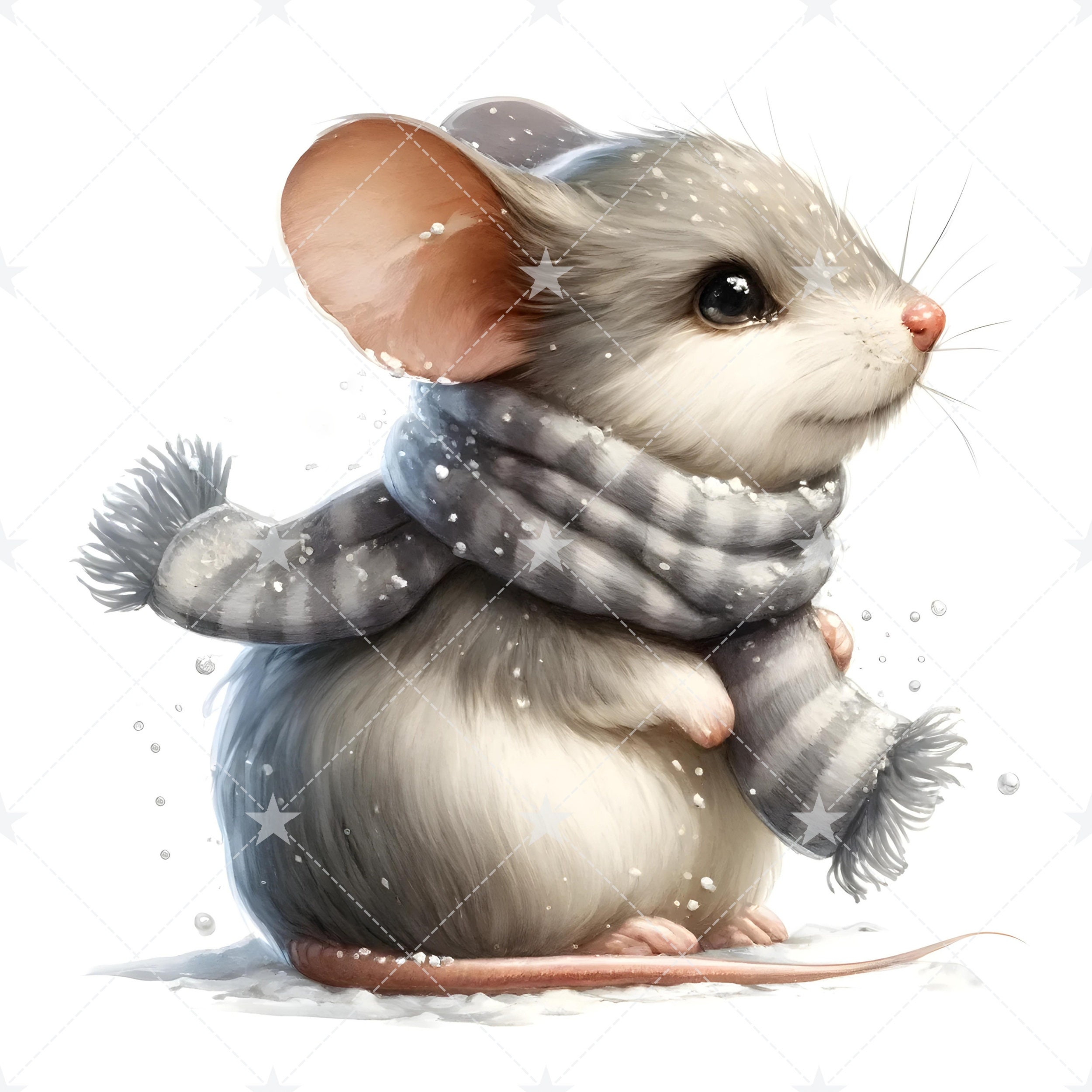 Watercolor Winter Mouse Clipart, Cute Mouse With Scarf, Christmas Mouse ...