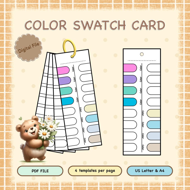 Color Swatch Template, Printable Color Swatch Card, Blank Color Swatch ...