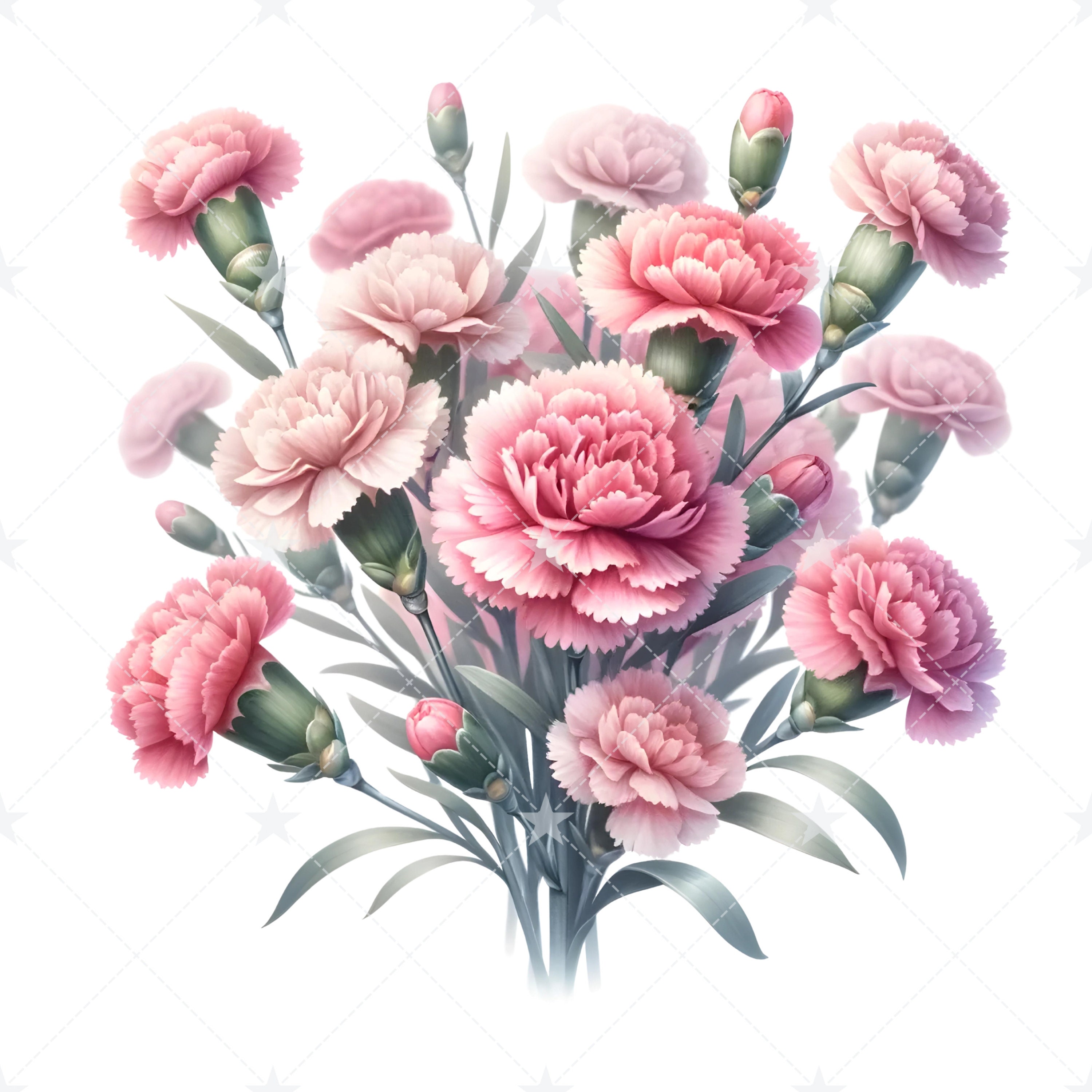 Watercolor Carnation Flowers Clipart, Set of 10, Carnation Floral ...