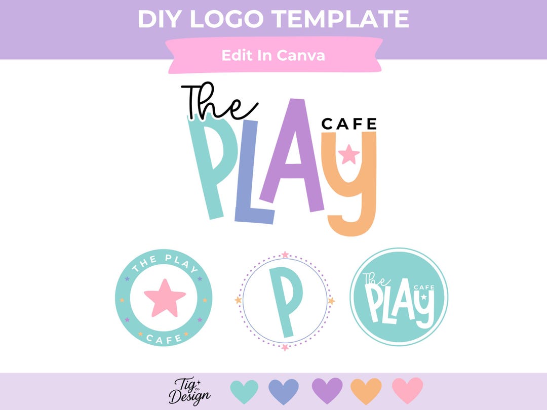 Play Cafe Logo Kit, Pastel Canva Template (digital Download) - Etsy