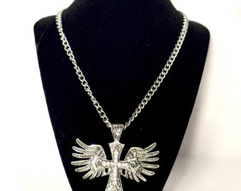 Red Cross Necklace - Gothic, Emo, Victorian - Handmade Stainless Steel ...