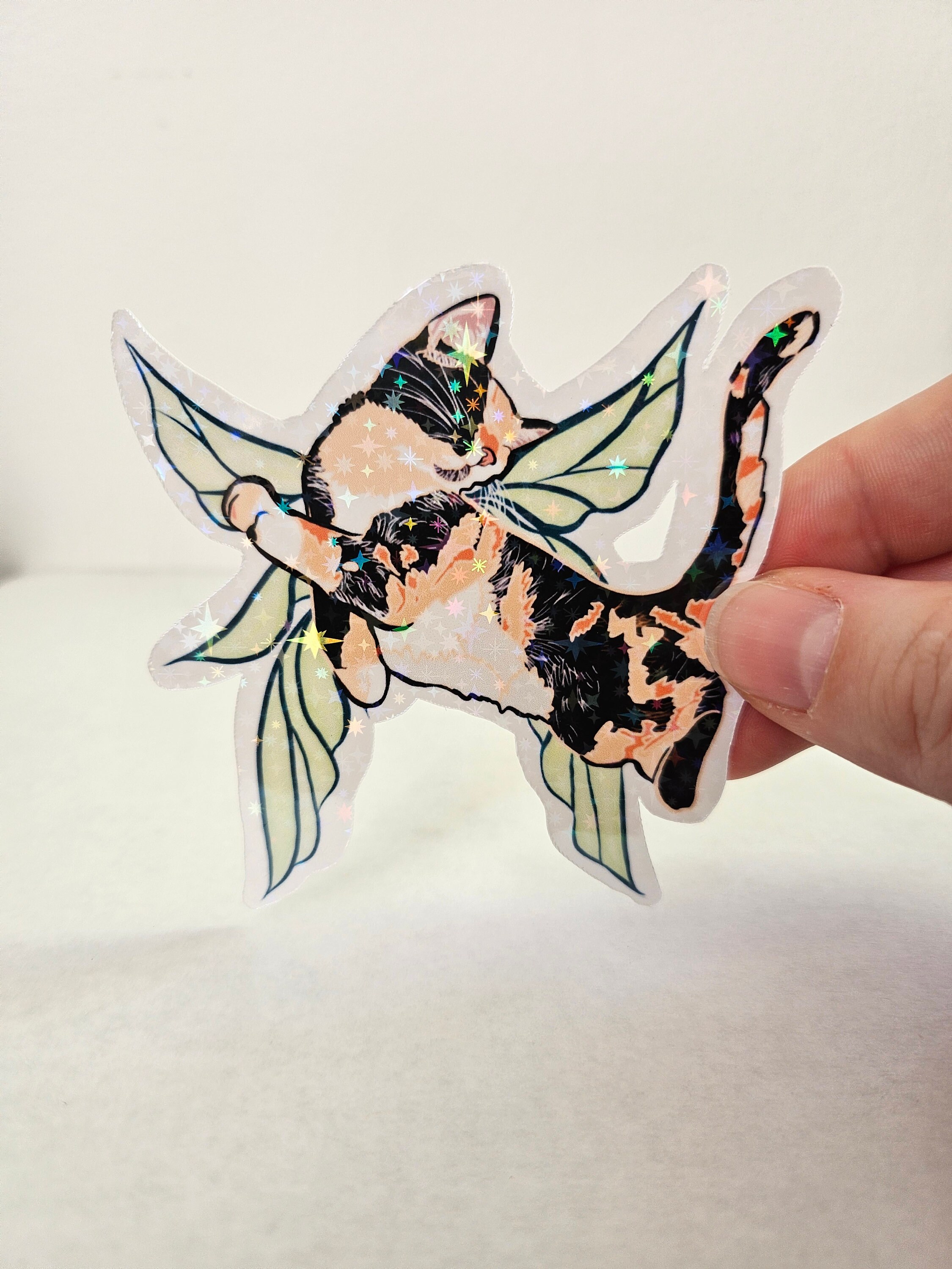 Calico Cat Fairy Sticker, Fairycore, Starry Holo Freehand Stickers ...