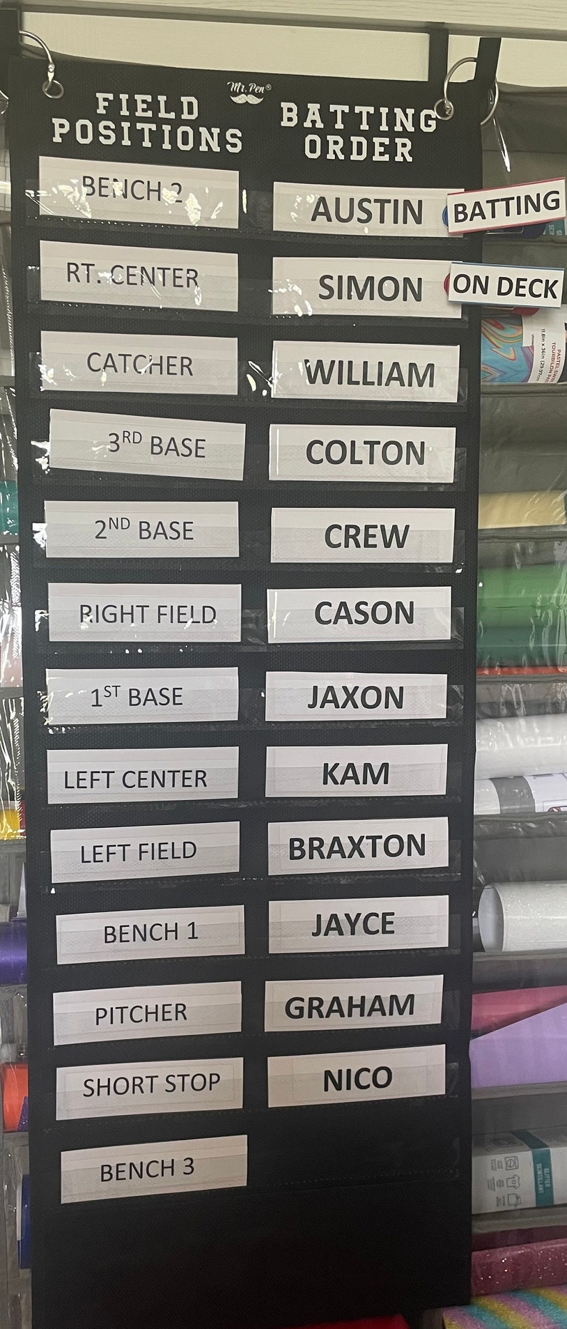 Baseball Lineup Chart - Etsy