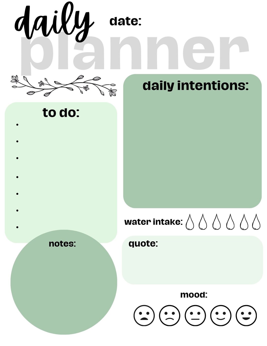 Minimalistic, Daily Planner Printable, Digital Download - Etsy