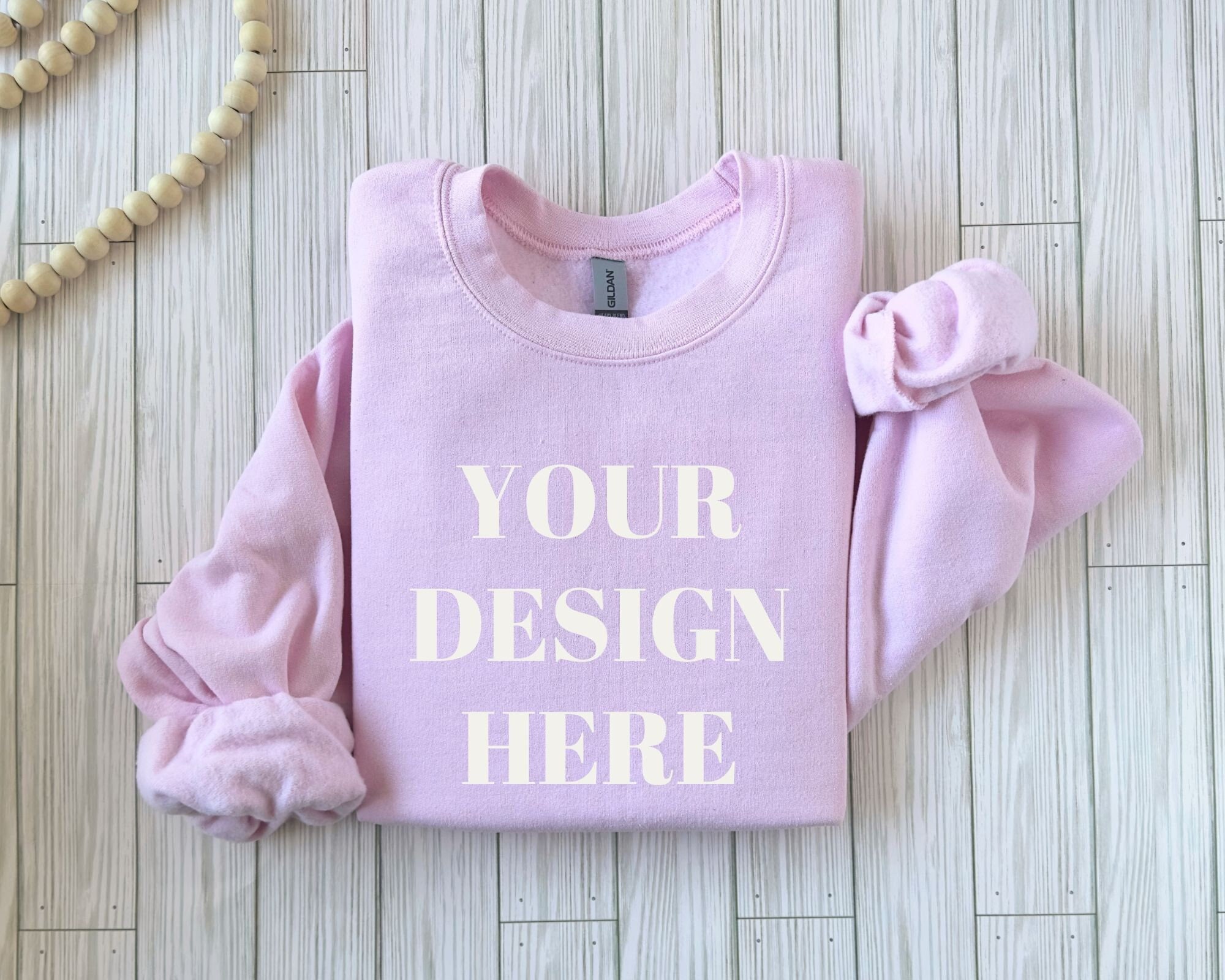 Gildan 18000 Light Pink Mockup, Gildan 18000 Flat Lay Mockup ...
