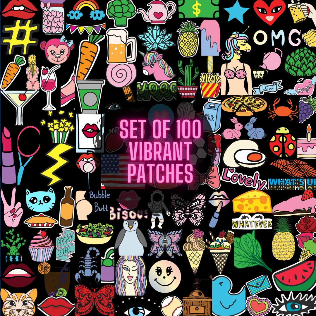 100 Vibrant Colorful Digital Patches Eye-catching, DIY Craft Supplies ...