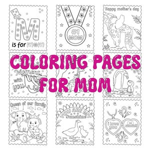 MOTHER'S DAY Coloring Pages for Kids, Cute Printable Gift Activity ...
