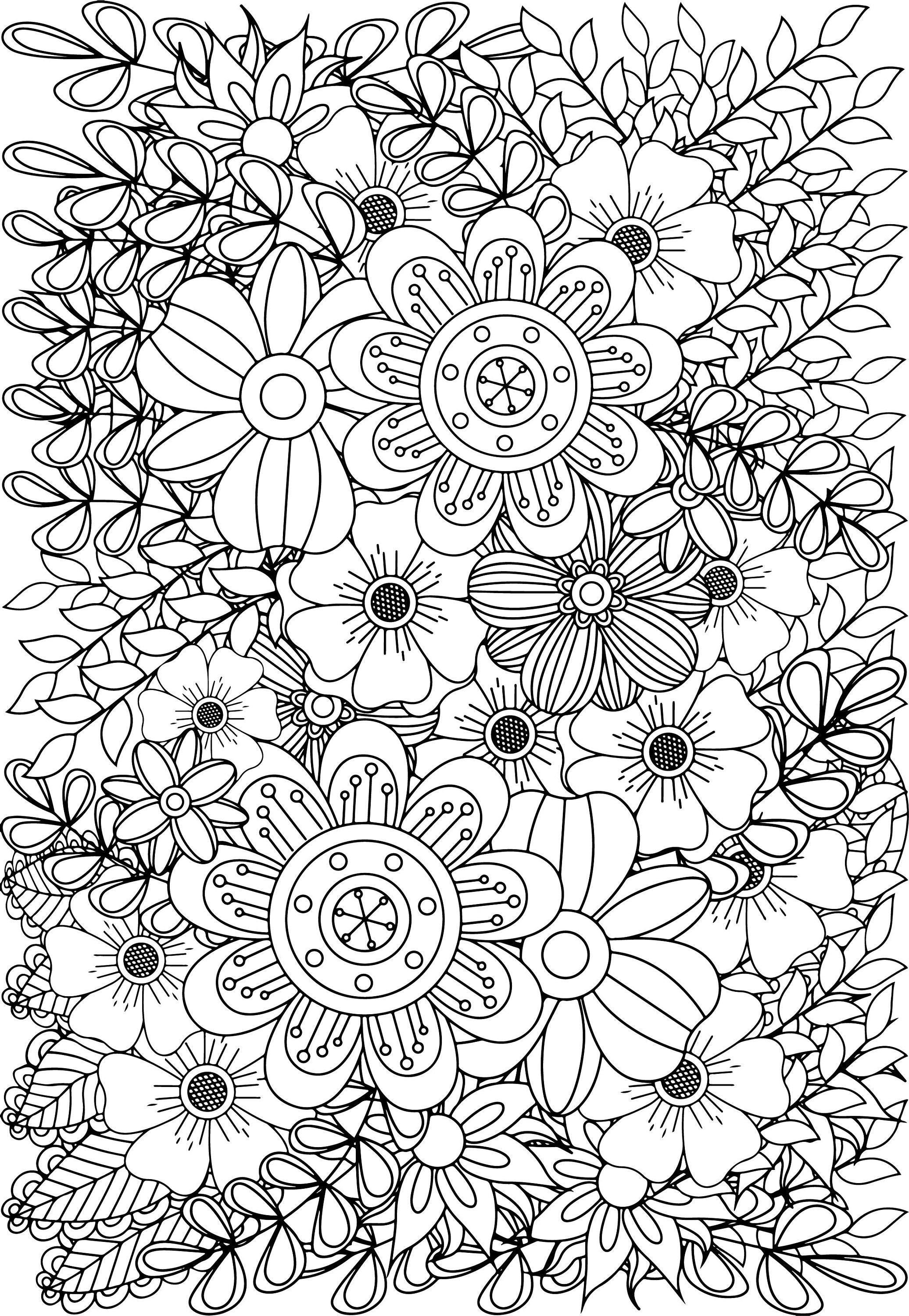 100 Flowers Zentangle Coloring Pages Bundle KDP Adult Relaxing Art ...