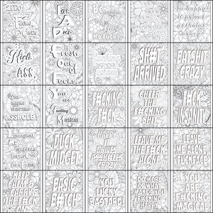 100 Adult Motivational Swear Words Coloring Pages Book Uplifting Quotes ...