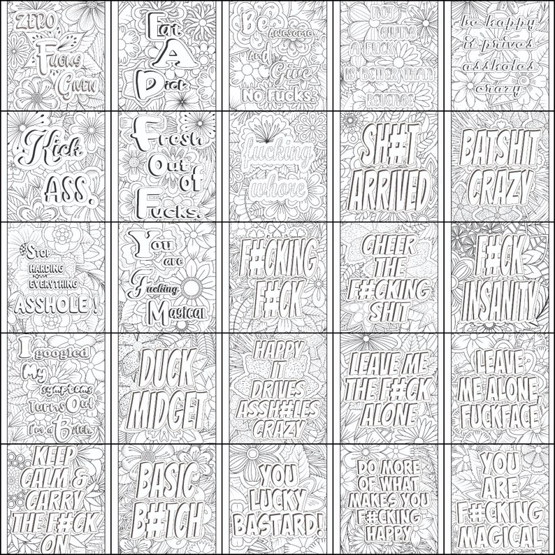 100 Adult Motivational Swear Words Coloring Pages Book Uplifting Quotes ...
